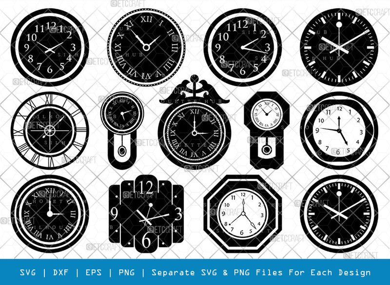 Wall Clock SVG, Watch Silhouette, Clock Svg, Clock face Svg, Time Svg ...