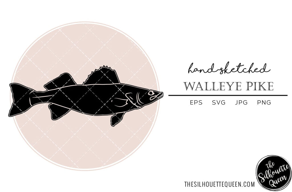 Walleye Pike Hand sketched, hand drawn vector clipart - So Fontsy