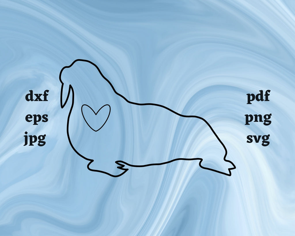 Walrus Heart SVG Cut File - So Fontsy