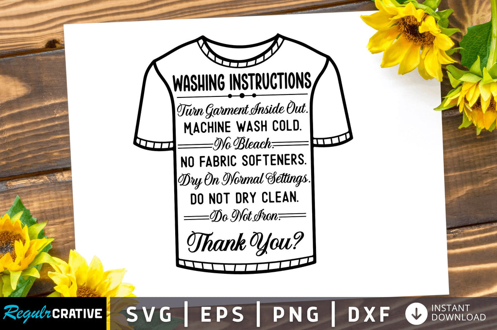 Washing instructions turn garment SVG - So Fontsy