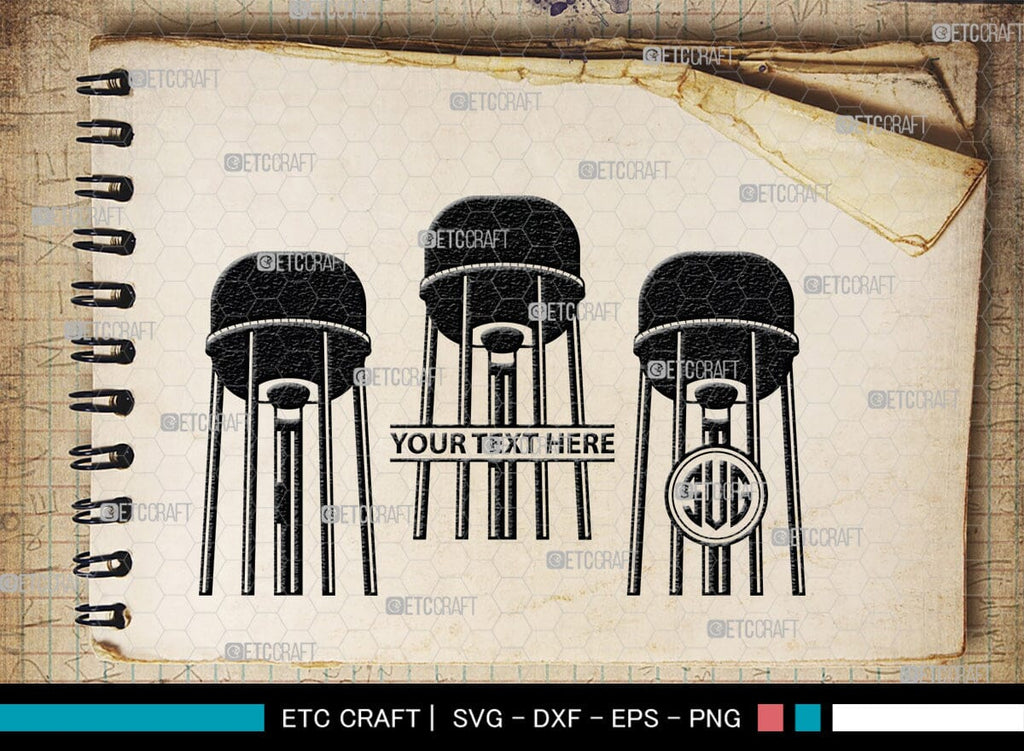 Water Tower Monogram, Water Tower Silhouette, Water Tower SVG, Gilbert ...