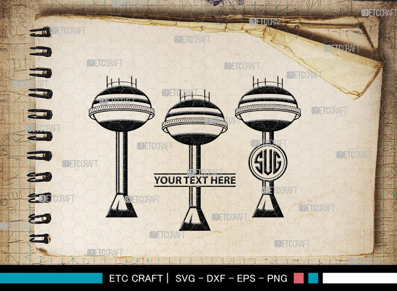 Water Tower Monogram, Water Tower Silhouette, Water Tower SVG, Gilbert ...