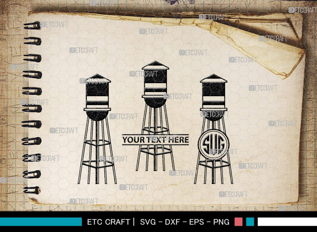 Water Tower Monogram, Water Tower Silhouette, Water Tower SVG, Gilbert ...