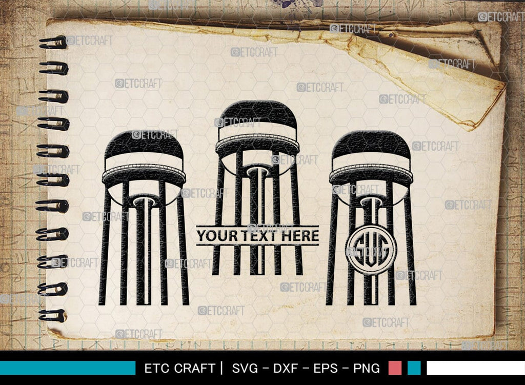 Water Tower Monogram, Water Tower Silhouette, Water Tower SVG, Gilbert ...