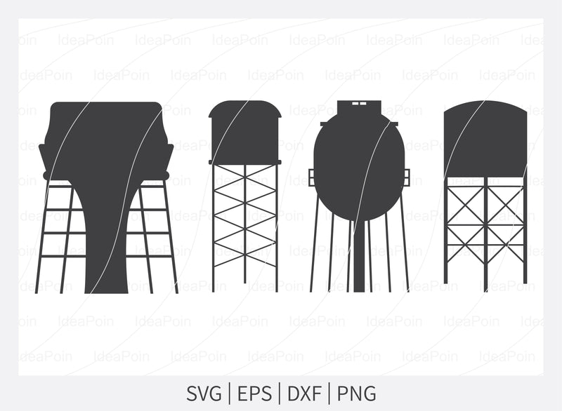 Water tower SVG, Water tower Silhouette, Water Tower Cut File, Water ...