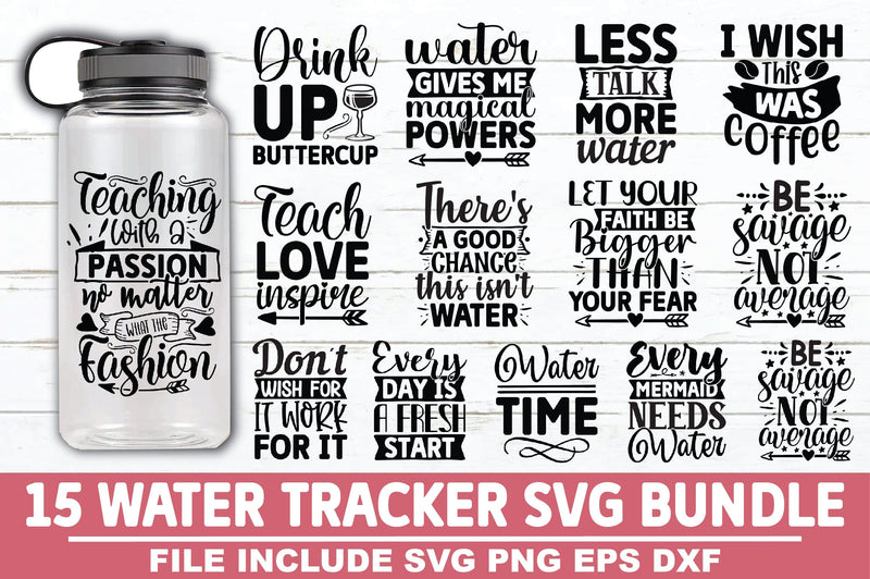 Water Tracker SVG Bundle - So Fontsy