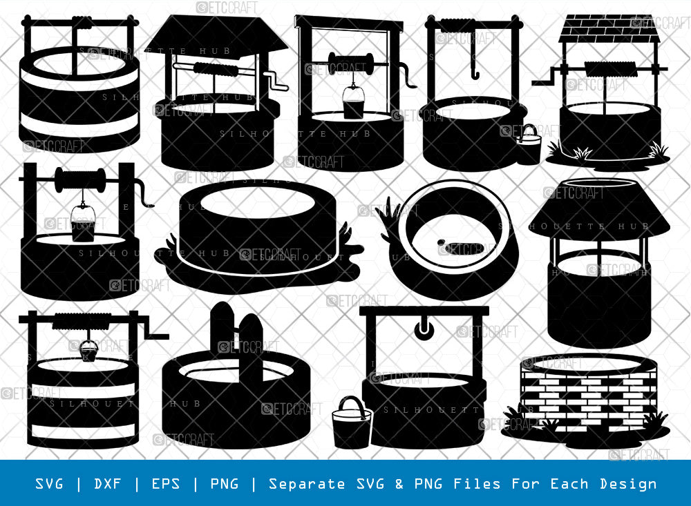 Water Well SVG, Well Silhouette, Well Bucket Svg, Wishing Well Svg, Old ...