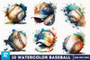 Watercolor Baseball Clipart Bundle - So Fontsy