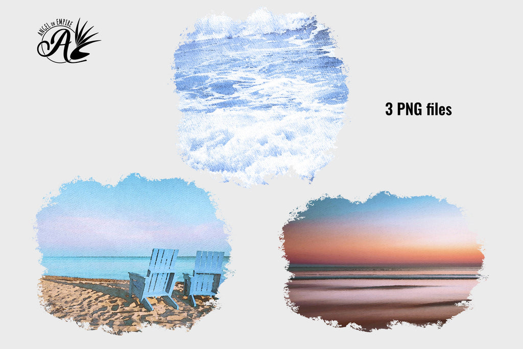 Watercolor Beach sublimation backgrounds PNGs - So Fontsy