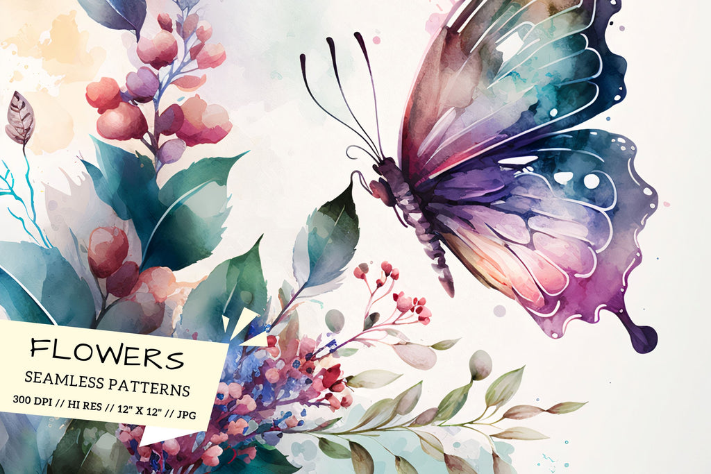 Watercolor butterfly Floral Background, background with butterfly - So ...