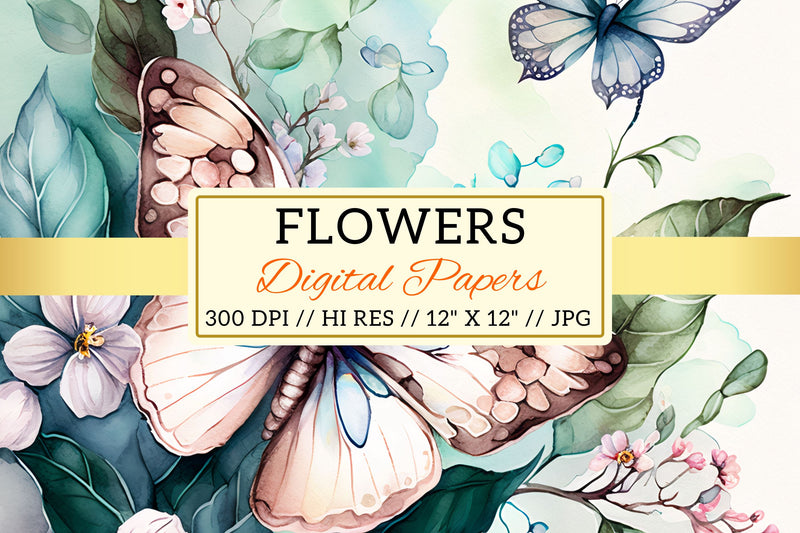 Watercolor butterfly Floral Background, background with butterfly ...