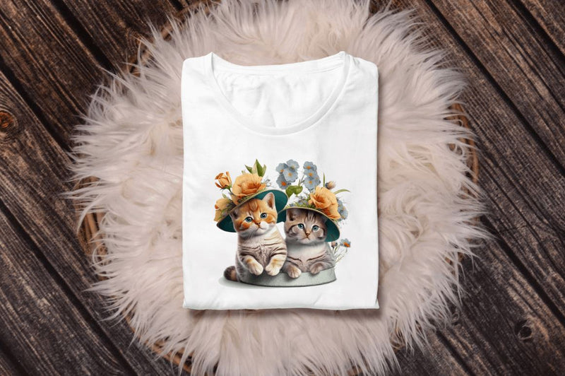 Watercolor Cute Cats Under the Hat Clipart Bundle - So Fontsy