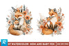 Watercolor Cute Mom and Baby Fox Clipart bundle - So Fontsy