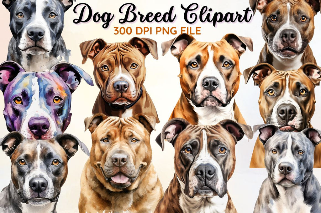 Watercolor Dog Breed Clipart Bundle - So Fontsy