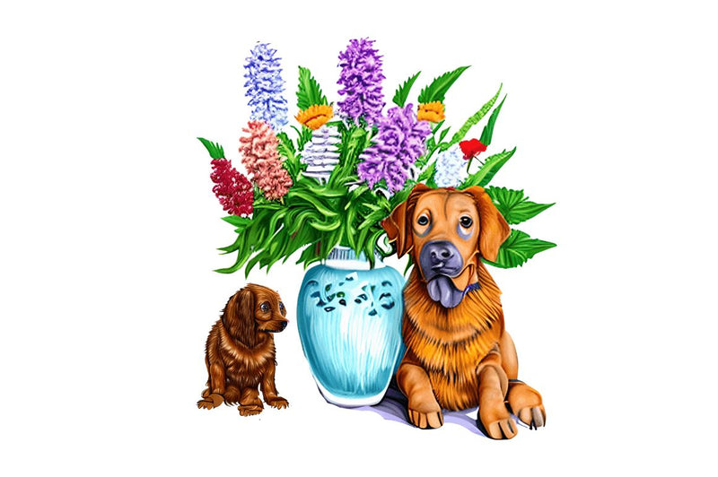 Watercolor Dog Floral Clipart Bundle - So Fontsy