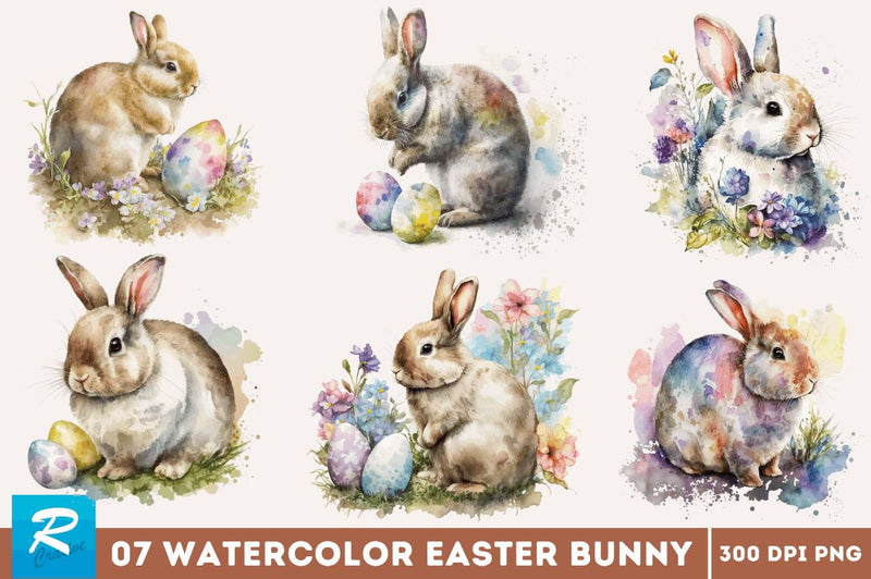 Watercolor easter bunny Bundle - So Fontsy