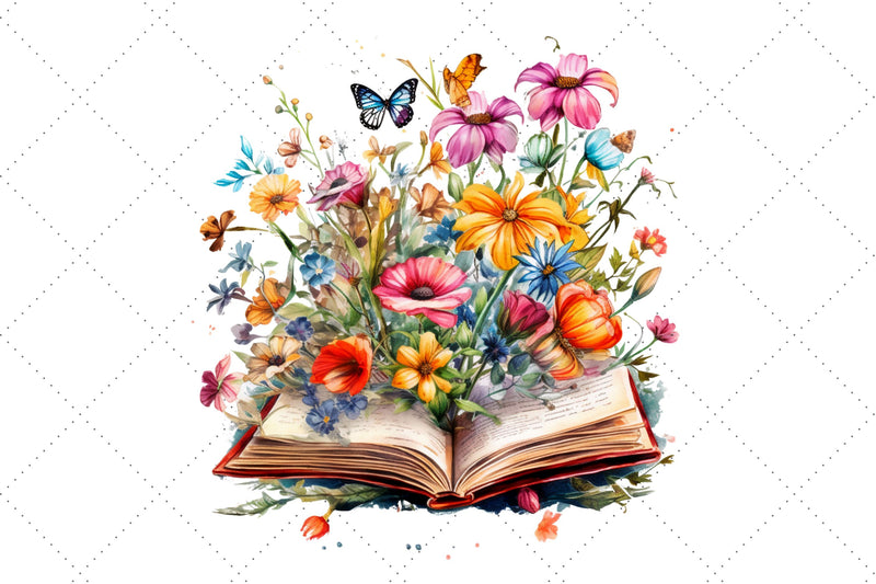 Watercolor Floral Book Clipart Bundle, Sublimation, Floral Book - So Fontsy