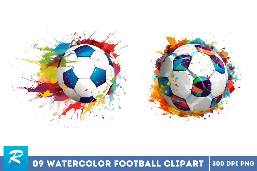 watercolor Football Clipart Bundle - So Fontsy