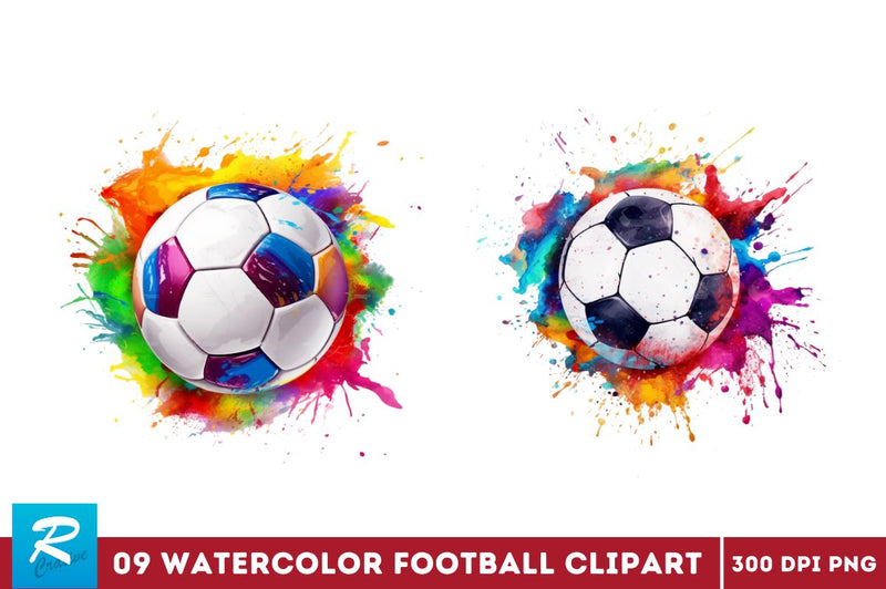 watercolor Football Clipart Bundle - So Fontsy