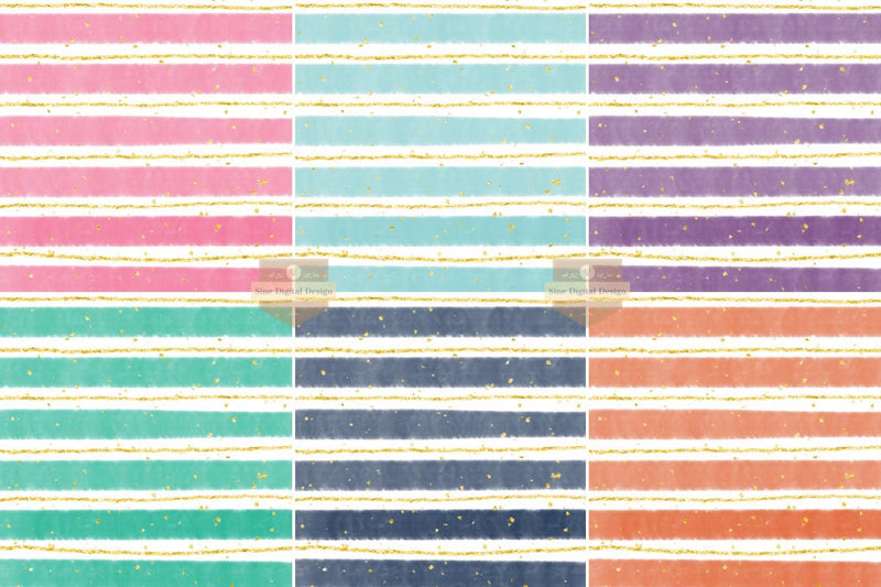 Watercolor Gold Glitter Digital Paper Backgrounds Pack - So Fontsy