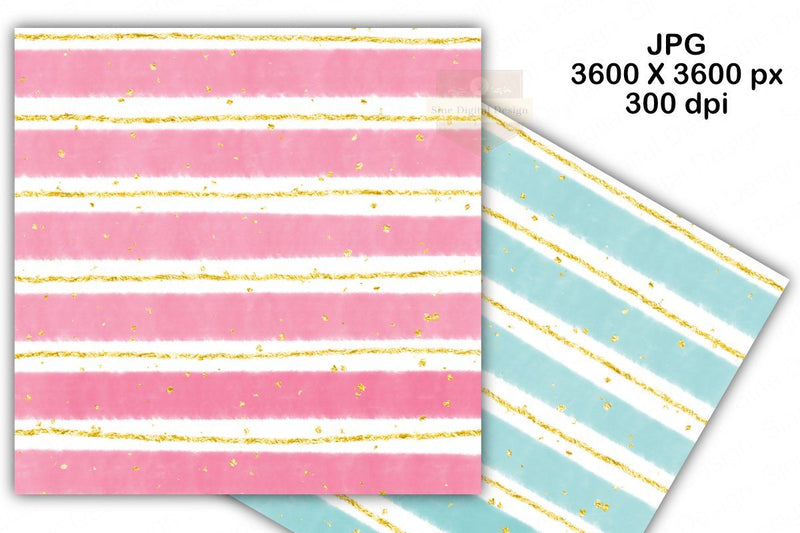 Watercolor Gold Glitter Digital Paper Backgrounds Pack - So Fontsy