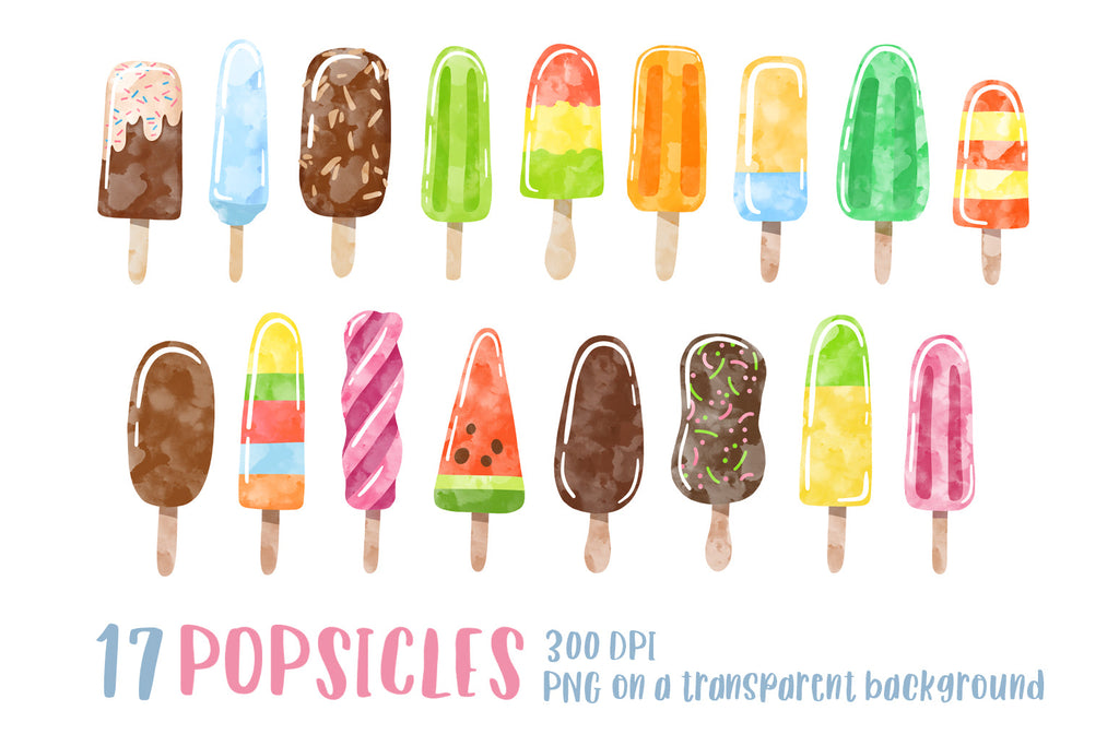 Watercolor popsicles clipart Summer clipart Ice cream png - So Fontsy