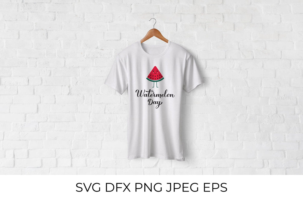 Watermelon Day calligraphy hand lettering and cute cartoon slice - So ...