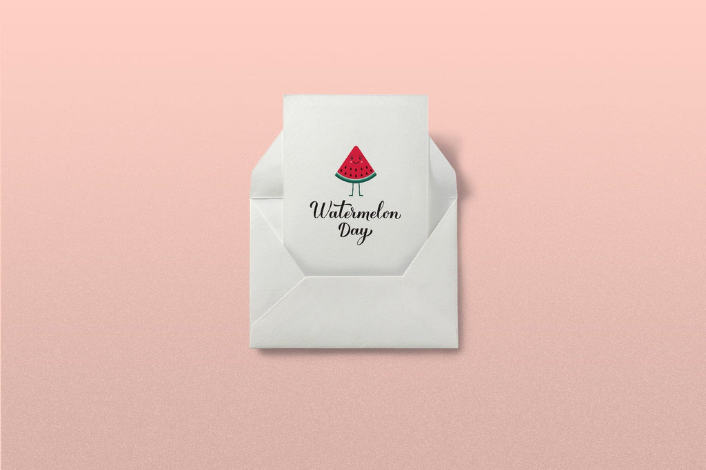 Watermelon Day calligraphy hand lettering and cute cartoon slice - So ...