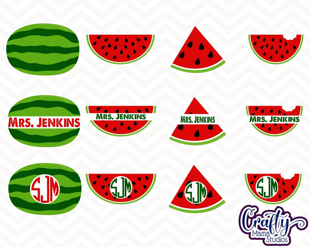 Watermelon SVG - Monogram Watermelons SVG Frames - Watermelons Split ...