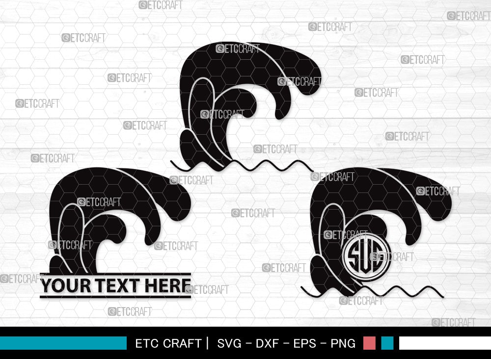 Waves Monogram SVG | Wave Svg | Ocean Waves Svg | Ocean Svg | Sea Waves ...