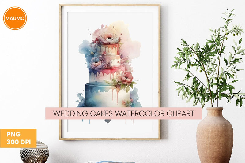 Wedding Cakes Watercolor Clipart - So Fontsy