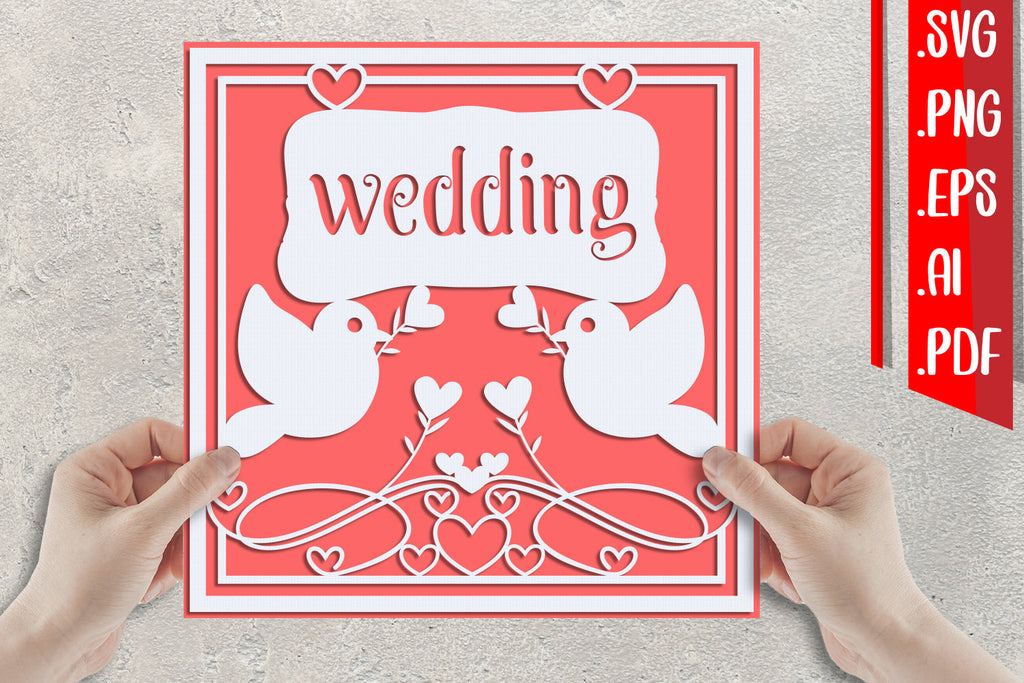 Wedding Card 2 Svg Papercut - So Fontsy