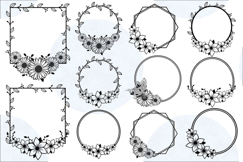 Wedding Frames SVG, Wreath SVG Bundle, Floral Frames SVG, Flowers ...