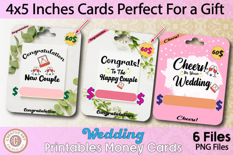 Wedding Money Card Design - 6 Unique Wedding Gift Cards PNG - So Fontsy