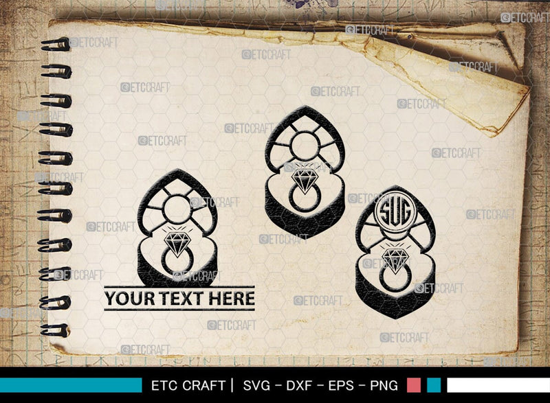 Wedding Ring Monogram, Wedding Ring Silhouette, Diamond Ring SVG, Ring ...