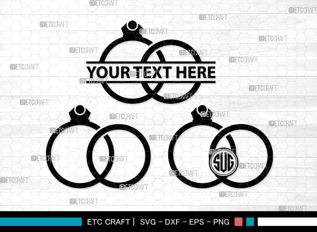 Wedding Ring Monogram, Wedding Ring Silhouette, Diamond Ring SVG, Ring ...