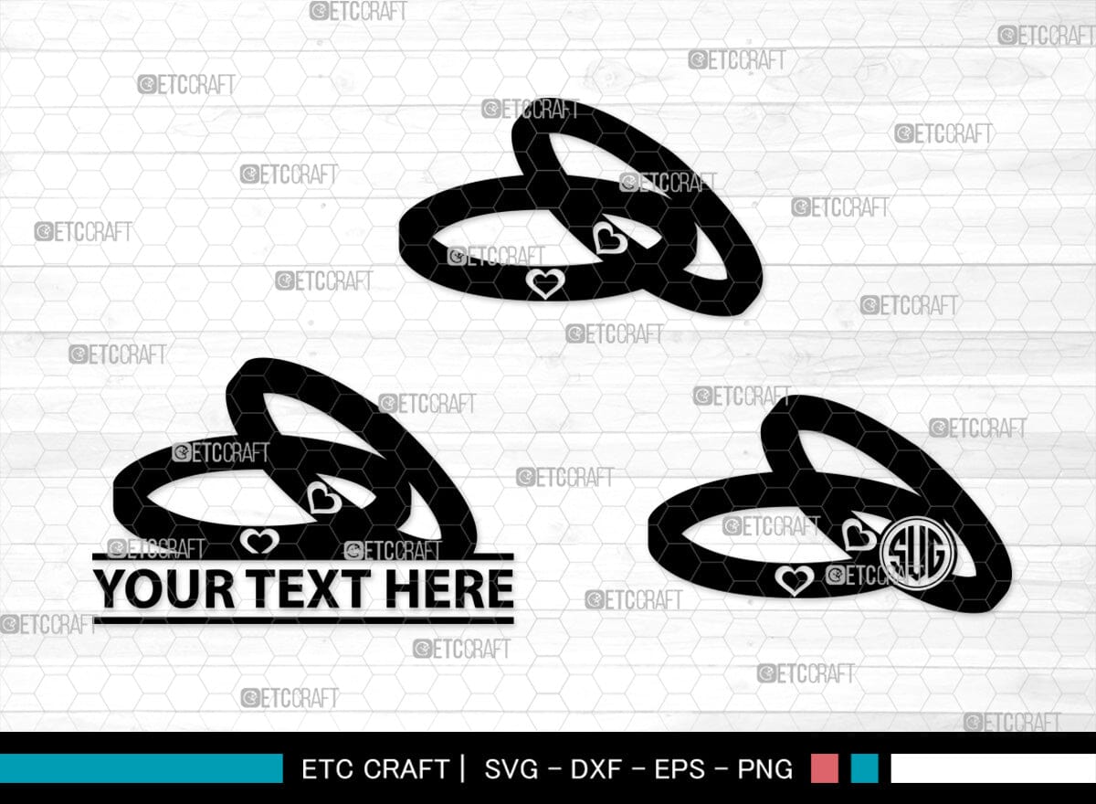 Wedding Ring Monogram, Wedding Ring Silhouette, Diamond Ring SVG, Ring ...