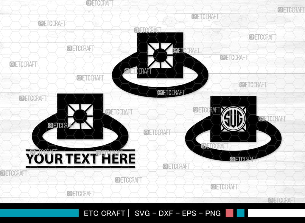 Wedding Ring Monogram, Wedding Ring Silhouette, Diamond Ring SVG, Ring ...