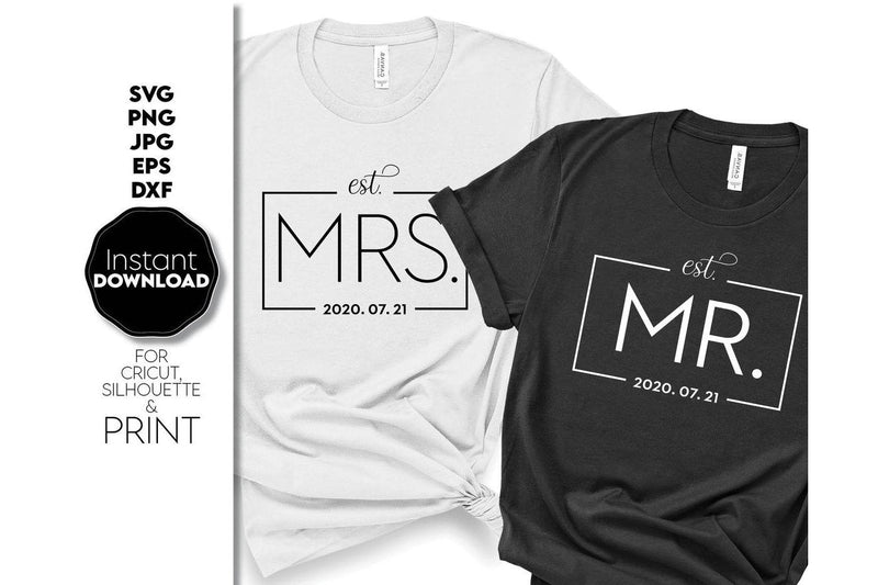 Wedding Sign | Mr and Mrs Shirt SVG | Just Married Sign PNG - So Fontsy