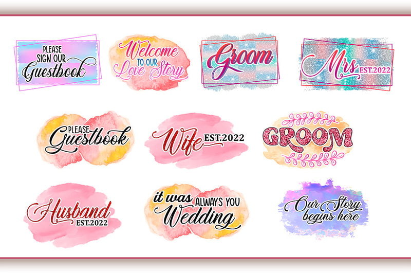 Wedding Sign PNG Bundle, 25 PNG Files - So Fontsy