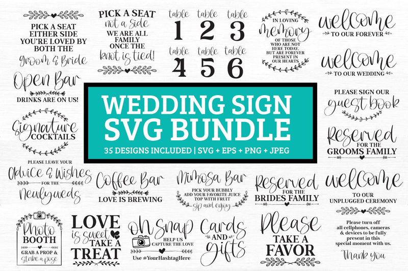 Wedding Sign SVG Bundle | 35 Designs Included - So Fontsy