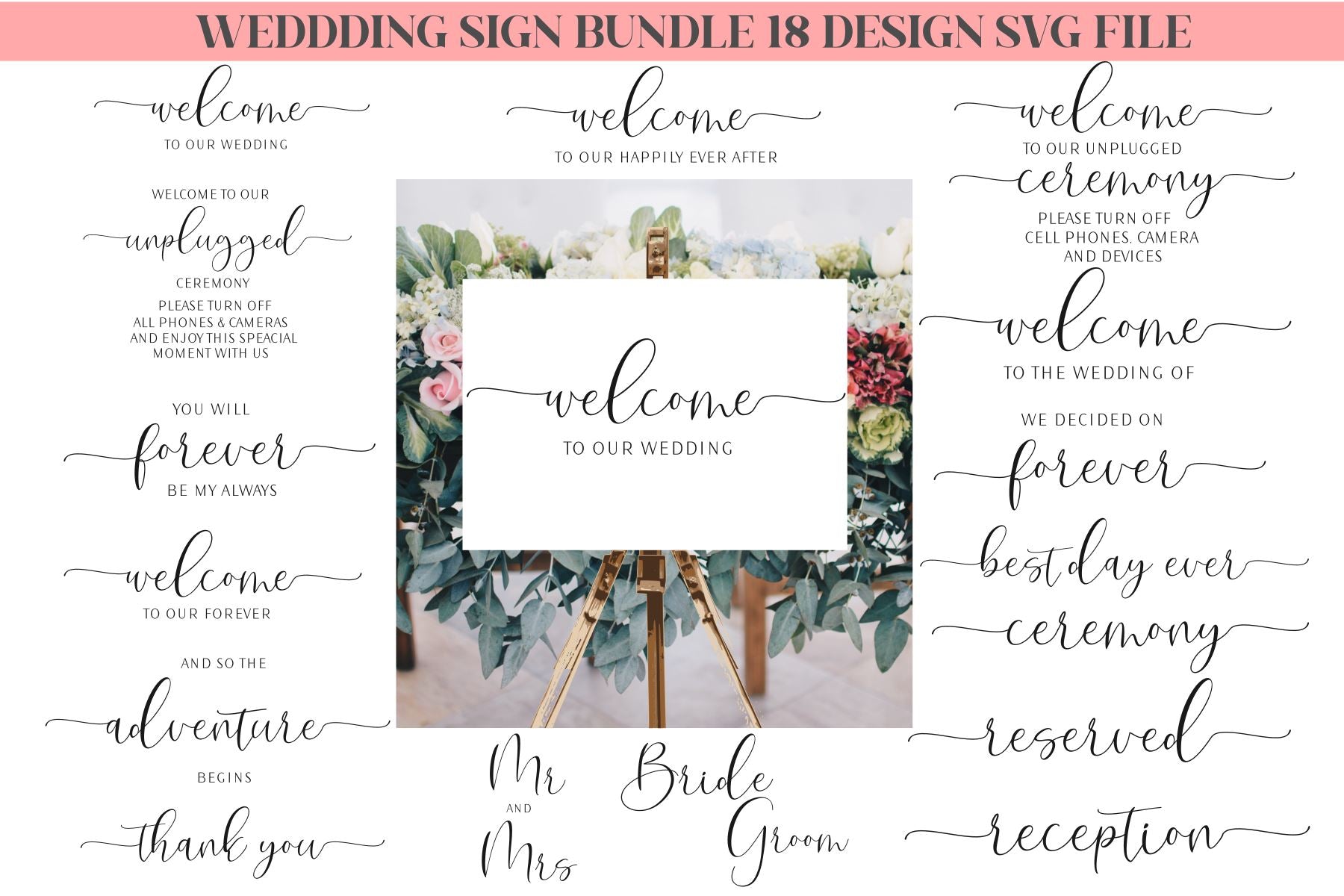 Wedding Sign svg Bundle, Welcome svg, Wedding svg Bundle, Rustic ...