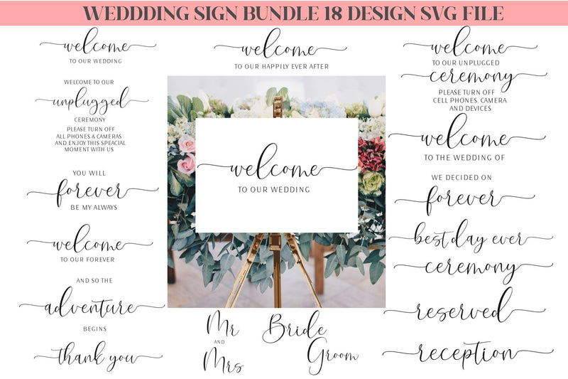 Wedding Sign svg Bundle, Welcome svg, Wedding svg Bundle, Rustic ...