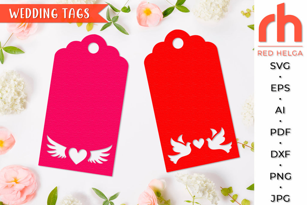 Wedding Tags SVG - Heart Label Cut File - So Fontsy