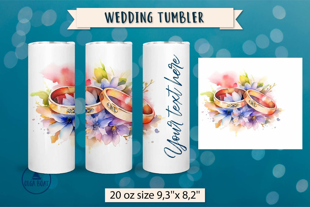 Wedding tumbler wrap sublimation | Wedding rings - So Fontsy