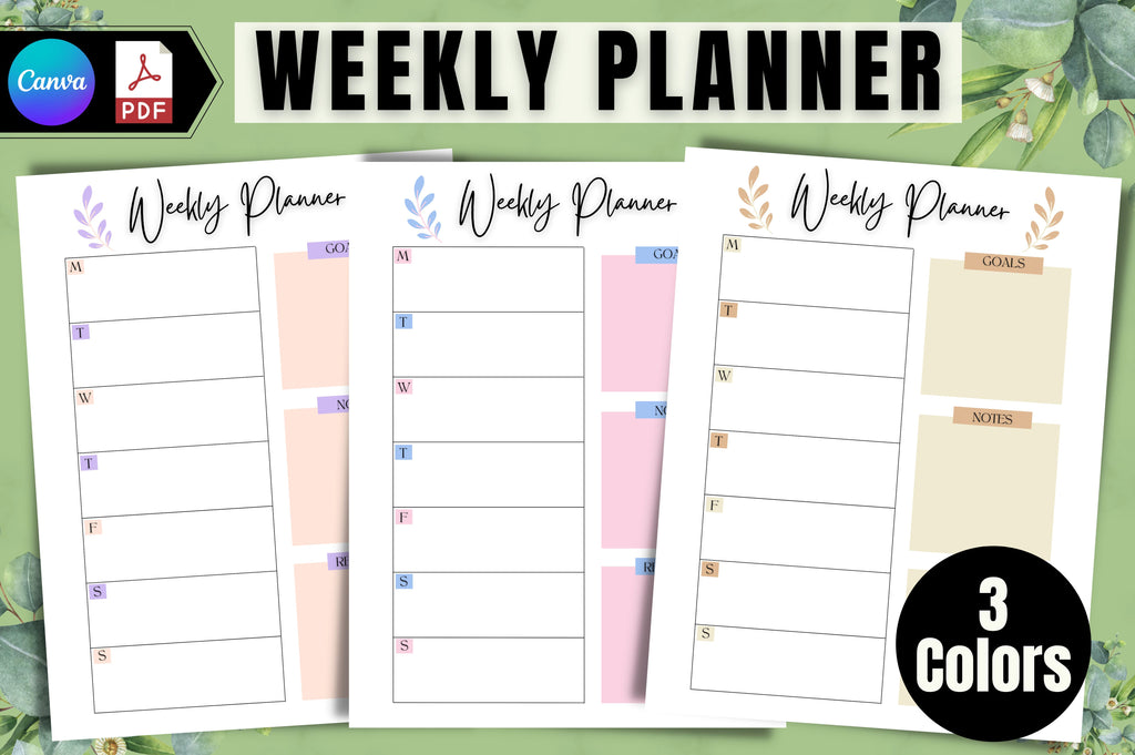 Weekly Planner Printable, Weekly Goal Planner - So Fontsy