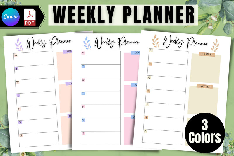 Weekly Planner Printable, Weekly Goal Planner - So Fontsy