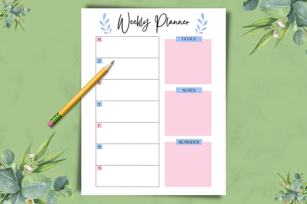 Weekly Planner Printable, Weekly Goal Planner - So Fontsy