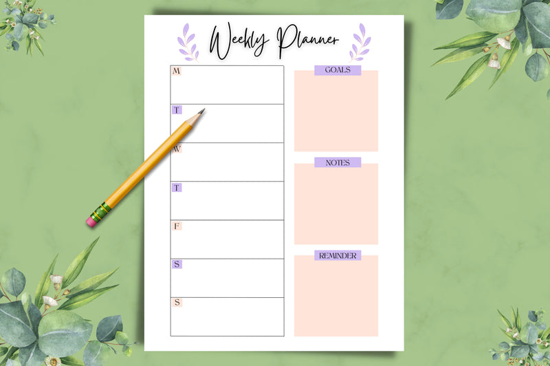 Weekly Planner Printable, Weekly Goal Planner - So Fontsy