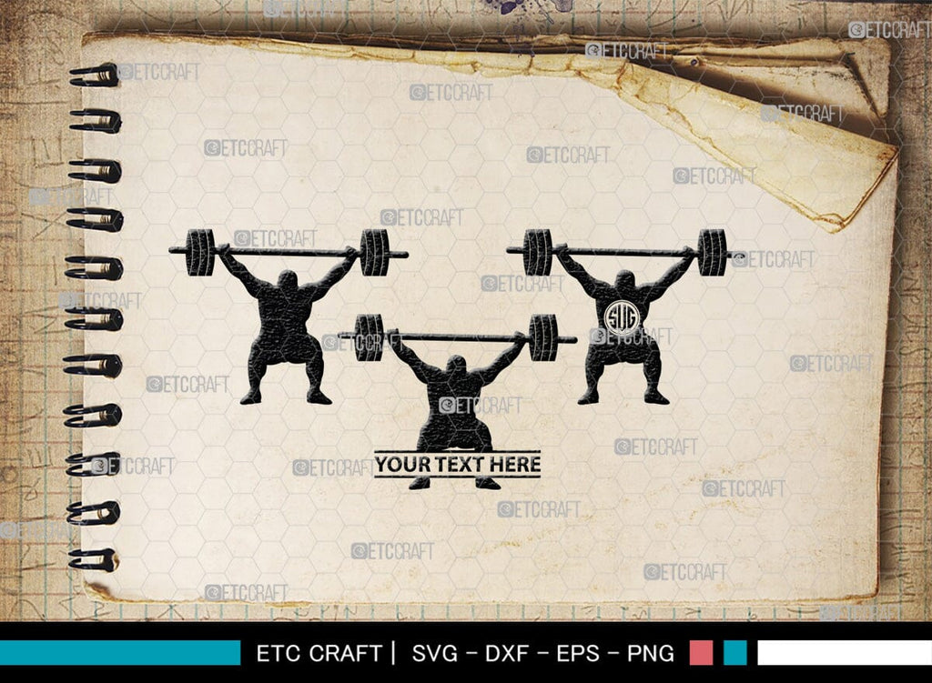 Weight Lifting Man Monogram, Weight Lifting Man Silhouette, Weight Lif ...